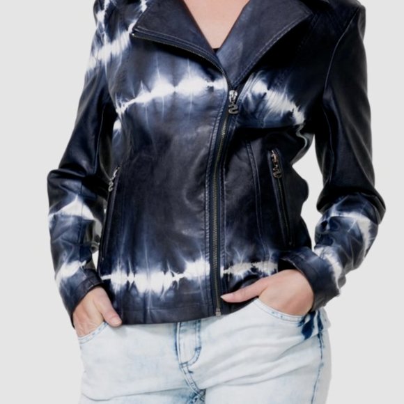 Desigual | Jackets & Coats | Desigual Selva Blue Tie Dye Faux Leather ...